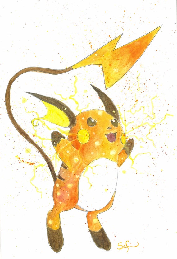 Pokemon Raichu Watercolor Art Print | Etsy