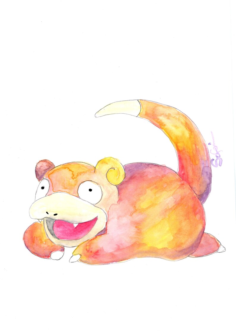 Pokemon Sunset Slowpoke Watercolor Art Print - Etsy