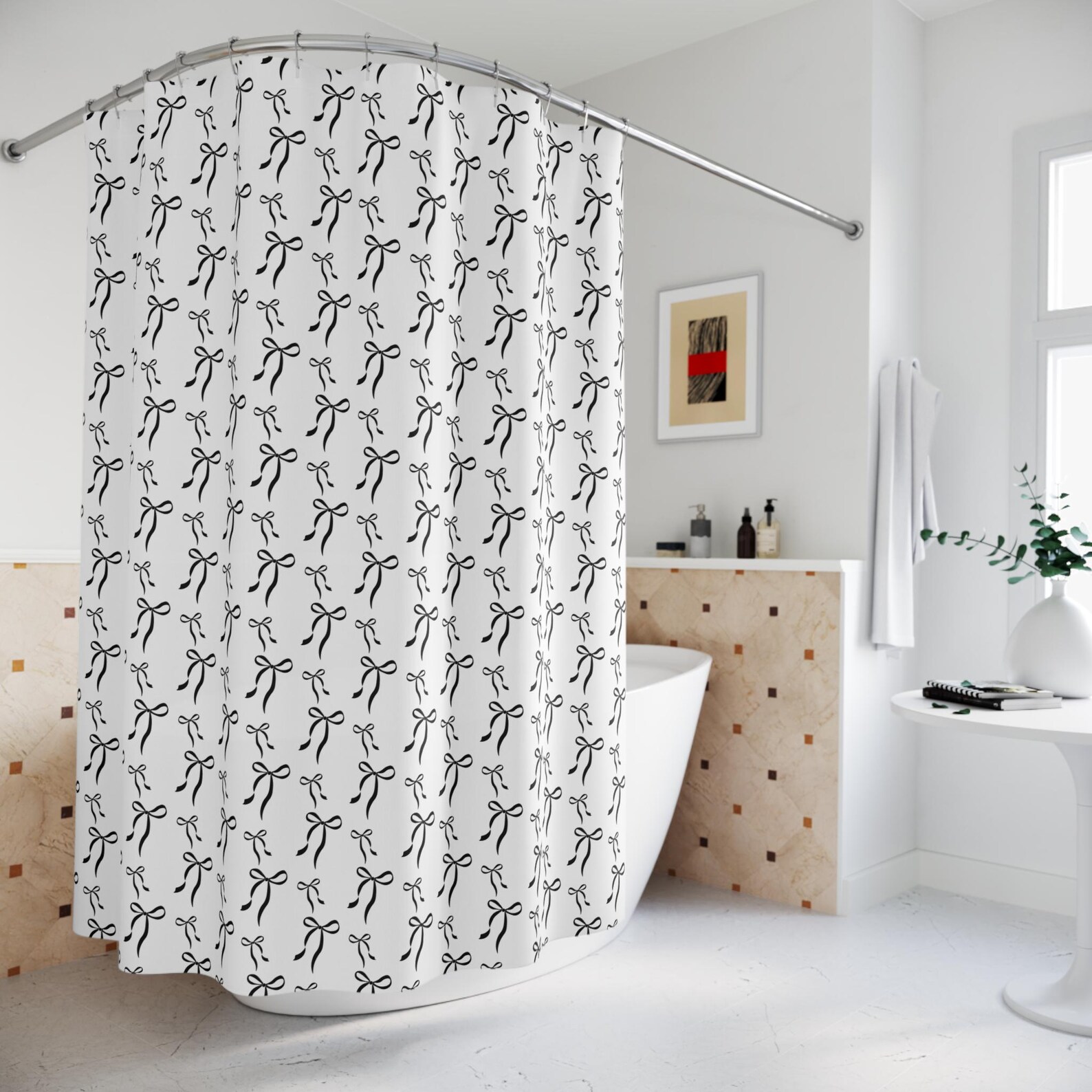 Black Bow Coquette Elegant Simple Shower Curtains, Bathroom Decor, Home ...