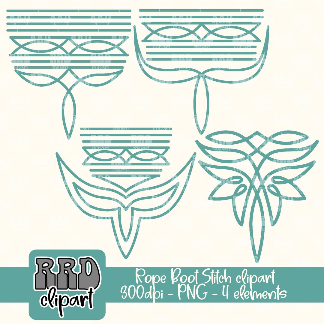 Turquoise Boot Stitch Clipart, Western Cowboy Boot Stitch Pattern PNG ...