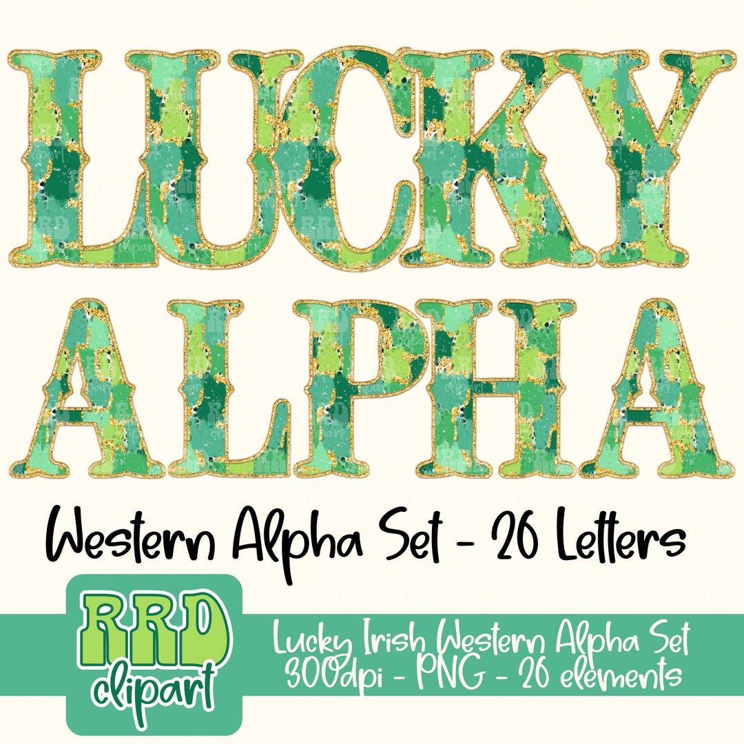 Brushstroke Alpha Set, St Patrick's Day Alphabet PNG, Preppy Brush ...