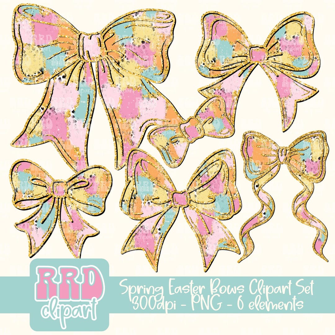 Easter Bow Clipart, Glitter Bow PNG Clipart, Coquette Toile Grand ...