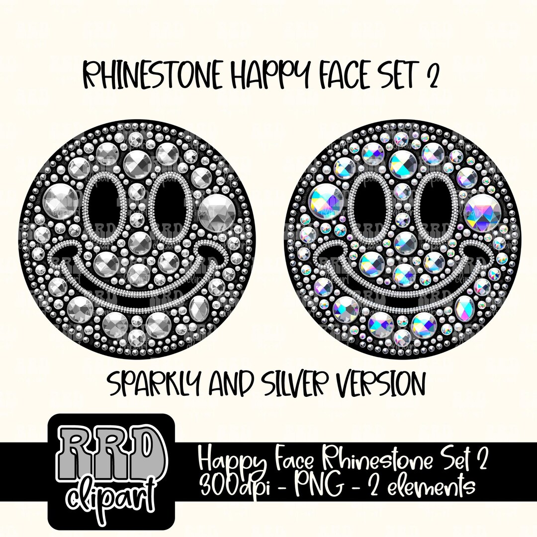 Faux Rhinestone Happy Face Clipart, Faux Rhinestone Smile Face PNG ...