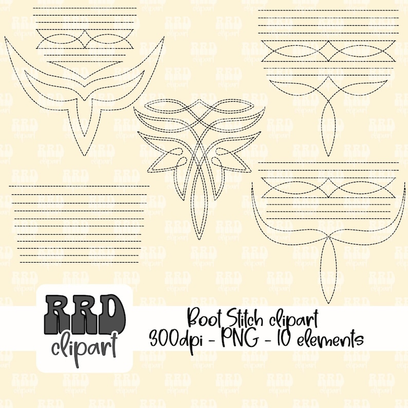 Boot Stitch Clipart, Western Cowboy Boot Stitch Pattern PNG, Commercial ...