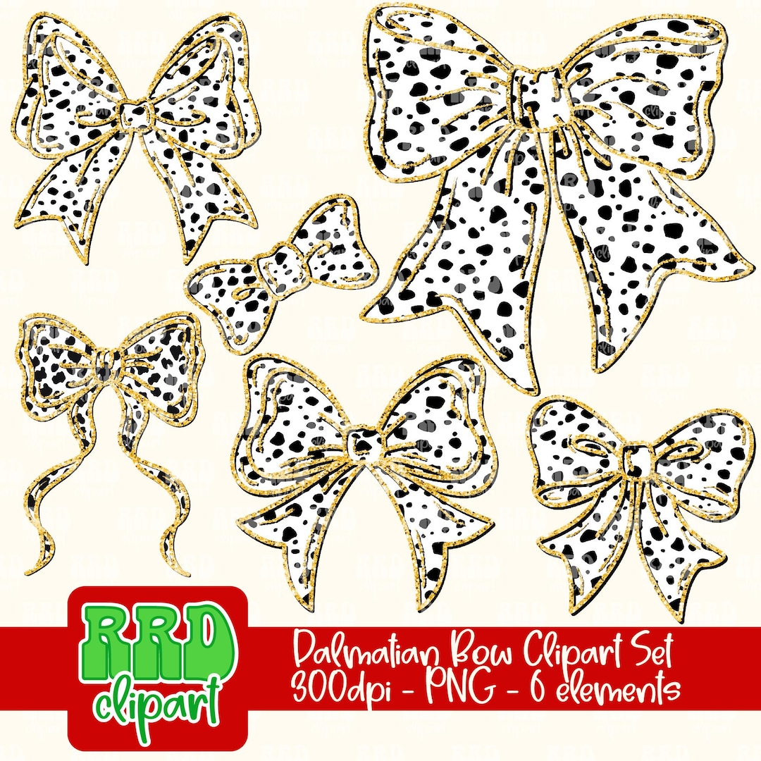 Dalmatian Bow Clipart, Glitter Bow PNG Clipart,coquette Dalmatian Bow ...