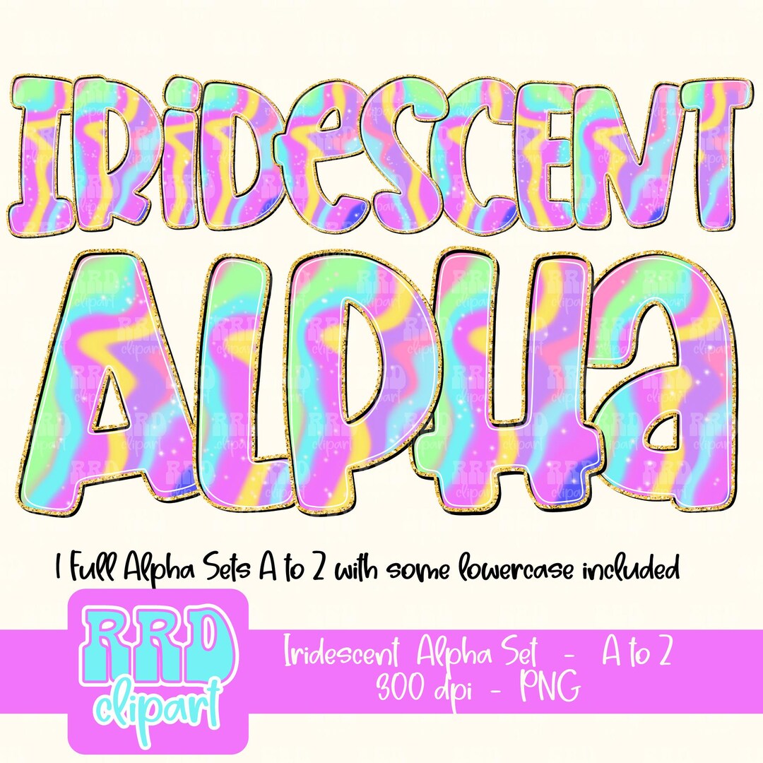 Brushstroke Alpha Set, Spirit Alphabet PNG, Iridescent Alpha PNG ...