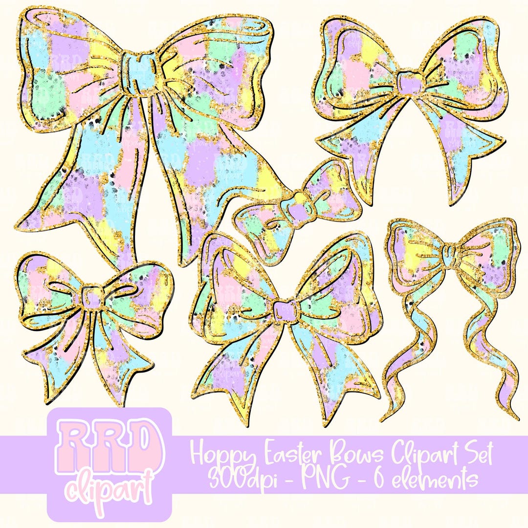 Easter Bow Clipart, Glitter Bow PNG Clipart, Coquette Toile Grand ...