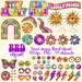 Groovy Retro Clipart for Commercial Use, Rainbow Floral Clipart, Retro ...