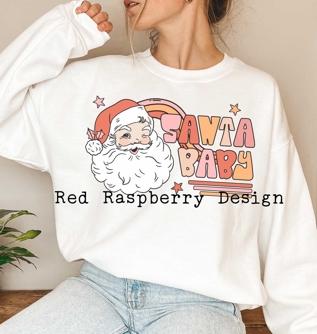 Santa Baby PNG, Rainbow Santa Christmas Sublimation, Retro Santa PNG ...