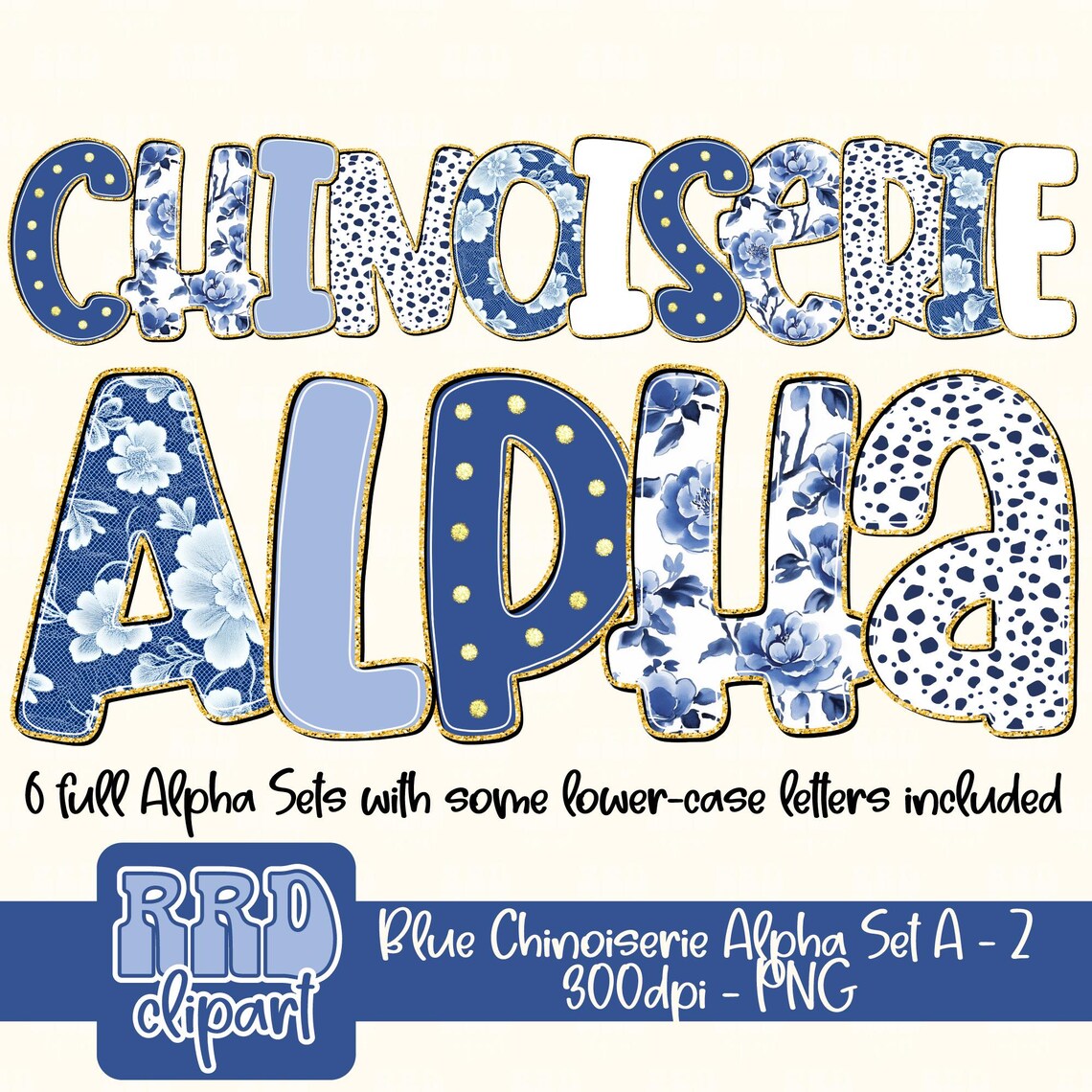 Chinoiserie Alpha Set, Blue Lace Alphabet PNG, Grand Millennial ...