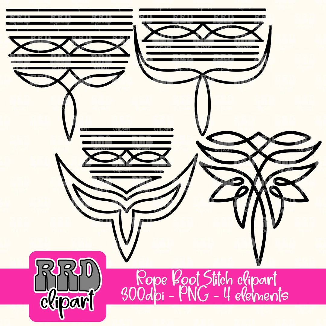 Boot Stitch Clipart, Western Cowboy Boot Stitch Pattern PNG, Commercial ...