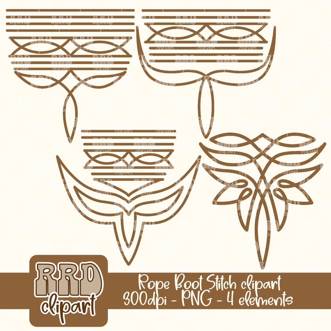 Boot Stitch Clipart, Western Cowboy Boot Stitch Pattern PNG, Commercial ...