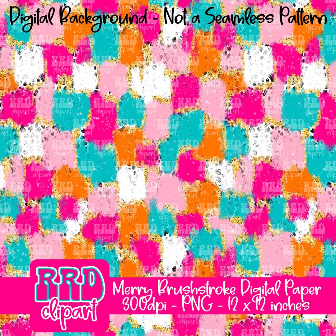 Preppy Brushstroke Digital Paper, Messy Paint Digital Background ...