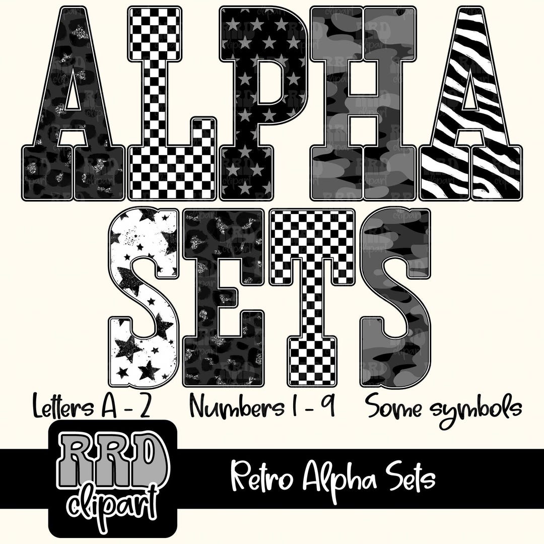 Retro Checker Alpha-Set, Camo Alpha-Set, Preppy Leopard Alphabet PNG ...