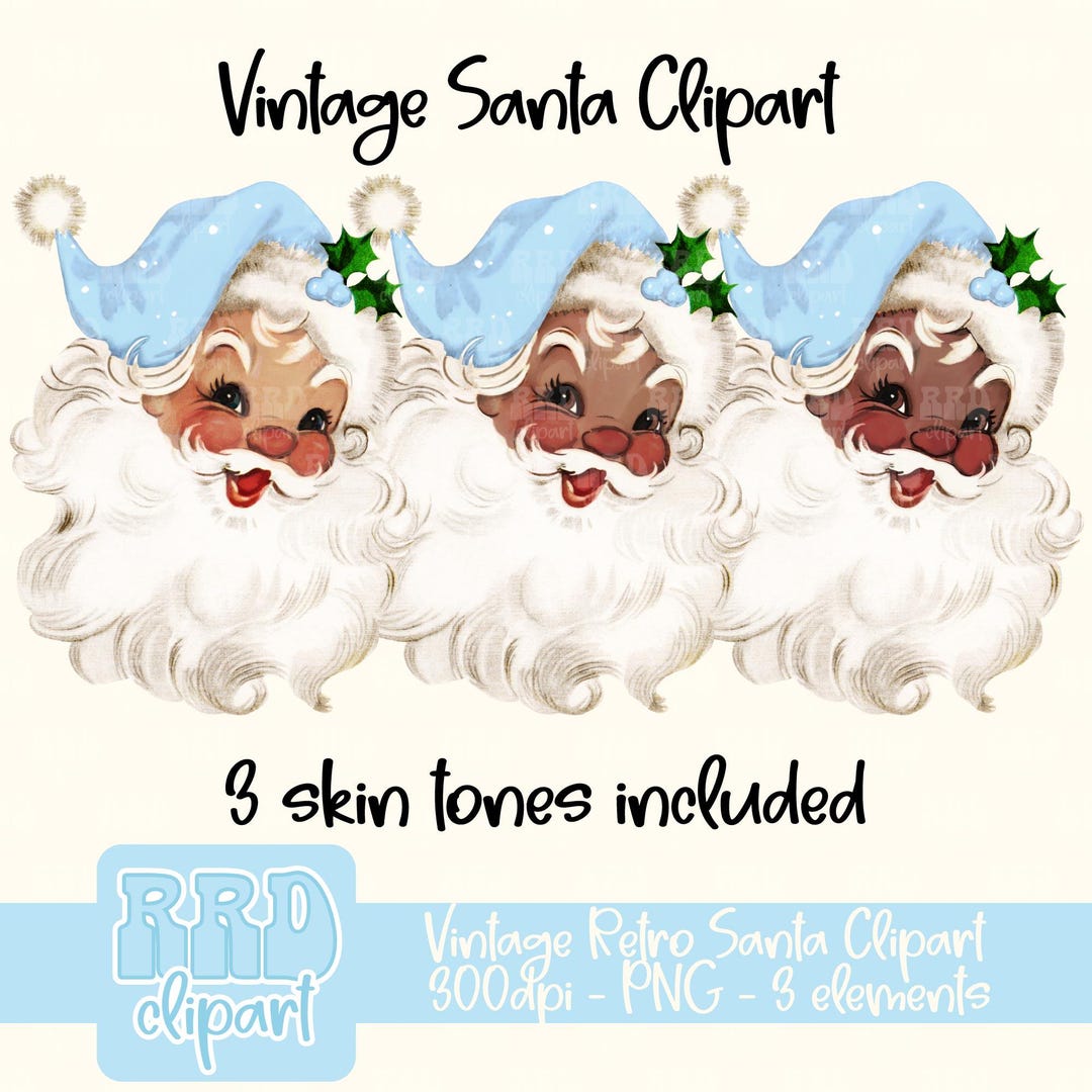 Retro Santa Christmas Clipart PNG, Vintage Santa Christmas Clip Art ...