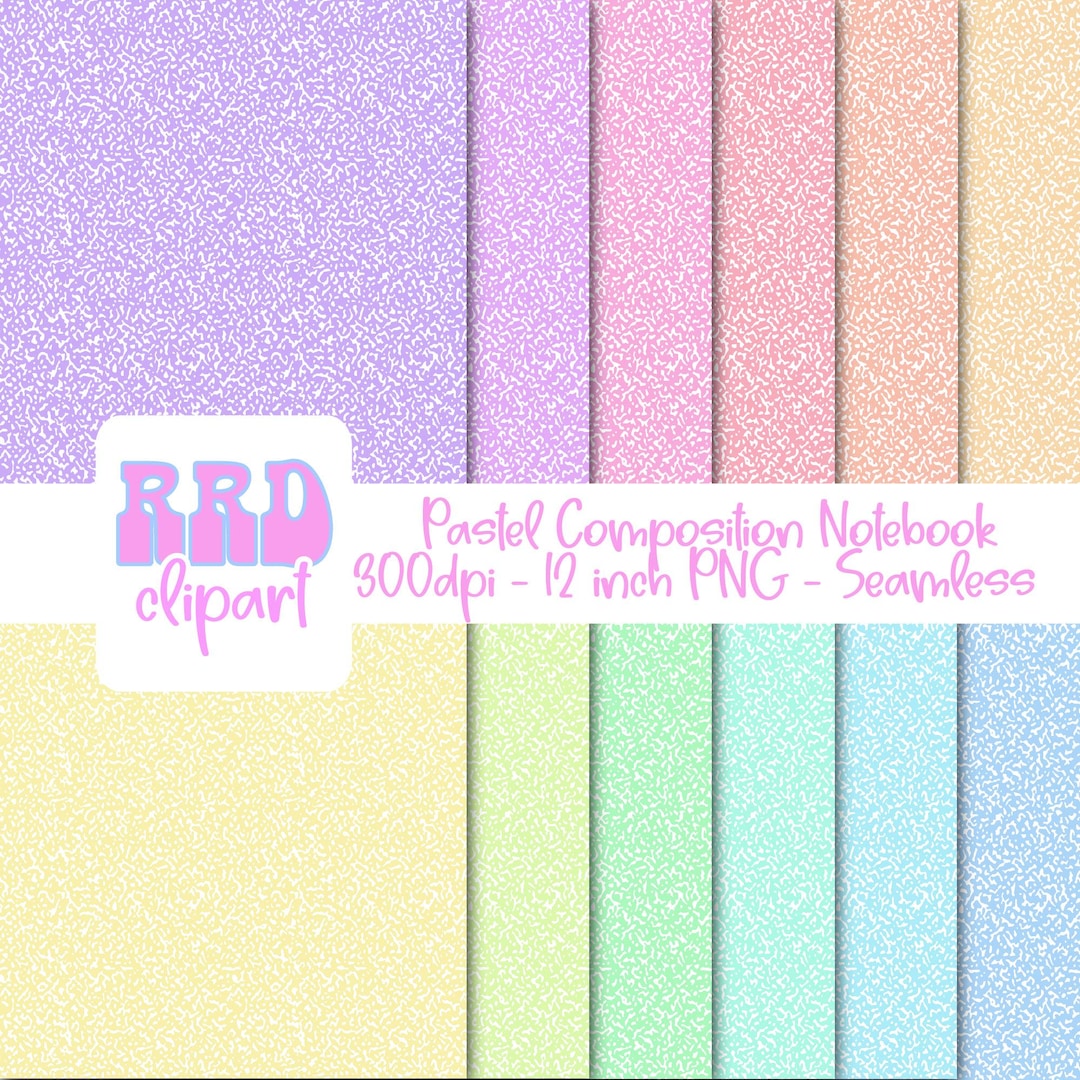 Composition Notebook Seamless, Pastel Composition Notebook Digital ...