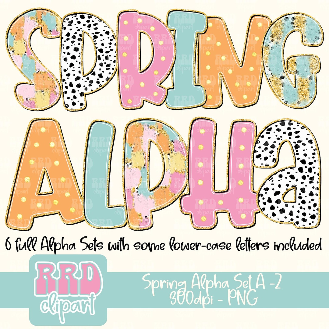 Brushstroke Easter Alpha PNG Set, Preppy Brush Stroke Alphabet Png ...