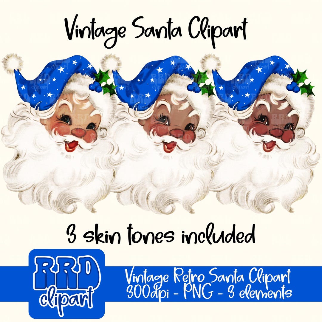 Retro Santa Christmas Clipart PNG, Vintage Santa Christmas Clip Art ...