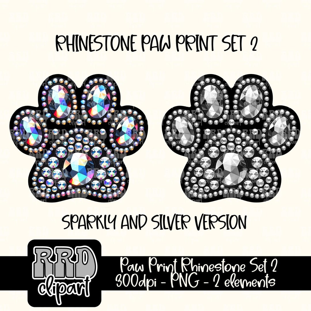 Faux Rhinestone Paw Print Clipart, Faux Rhinestone Dog Paw PNG, Faux ...