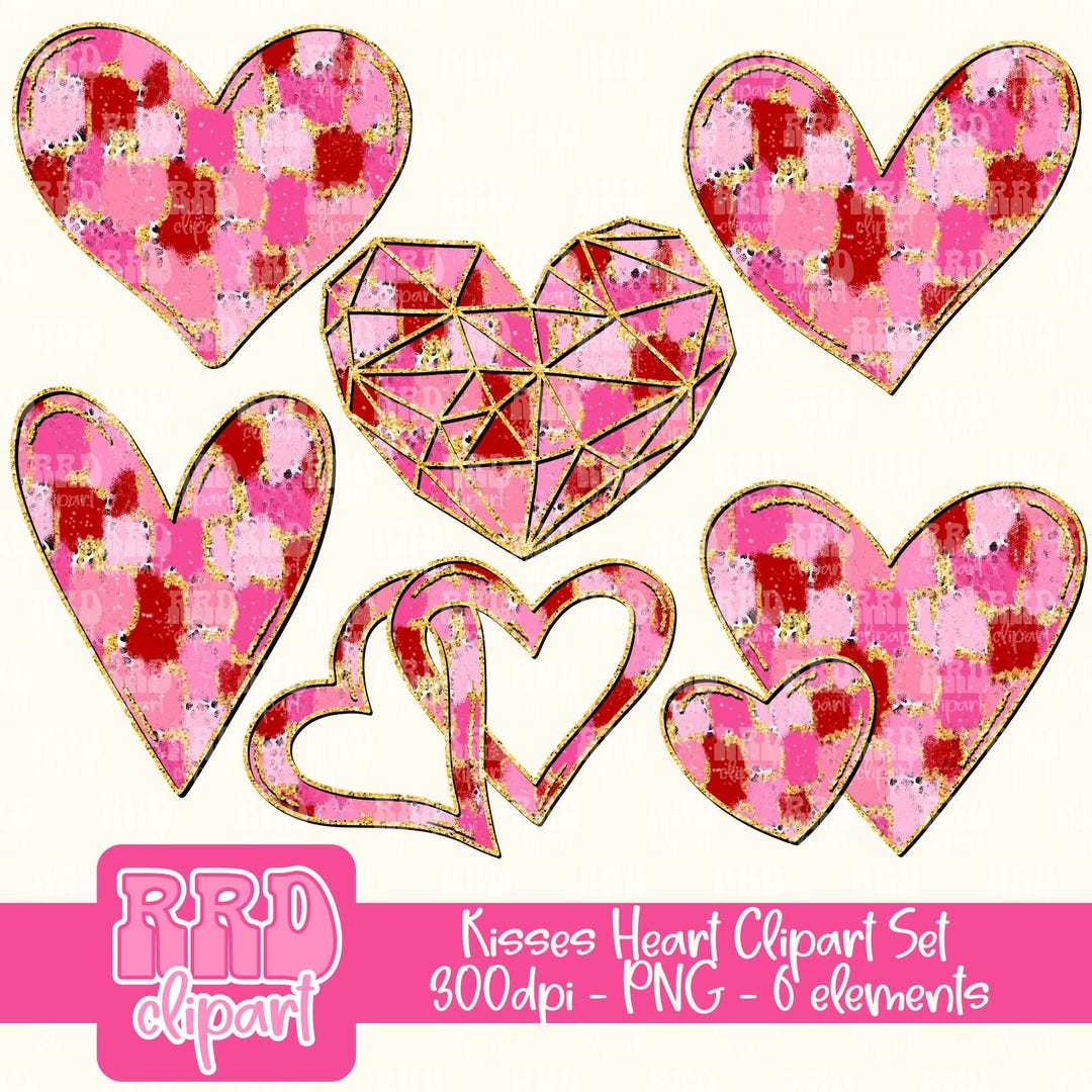 Valentine Brushstroke Heart Clipart, Glitter Heart PNG Clipart ...
