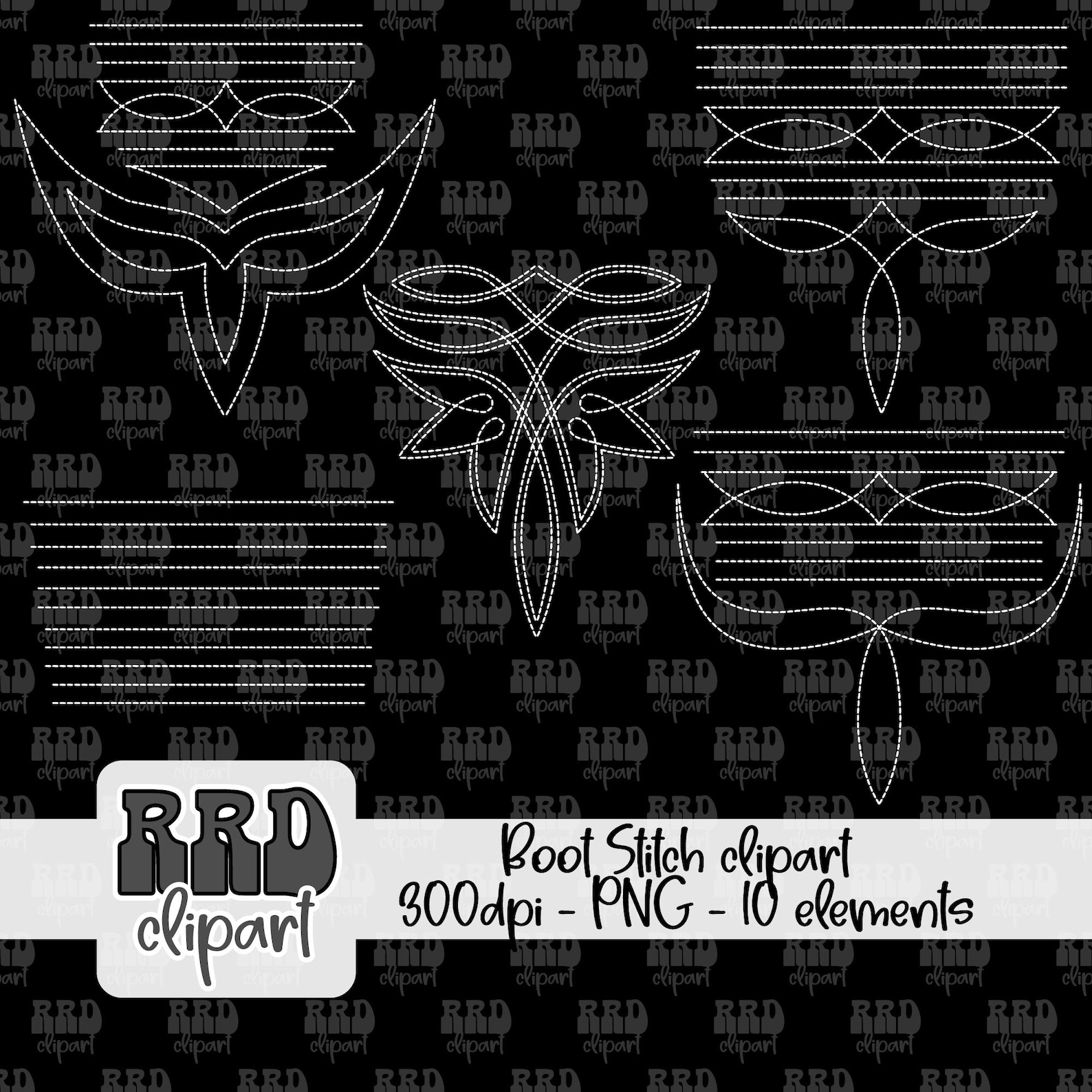 Boot Stitch Clipart, Western Cowboy Boot Stitch Pattern PNG, Commercial ...