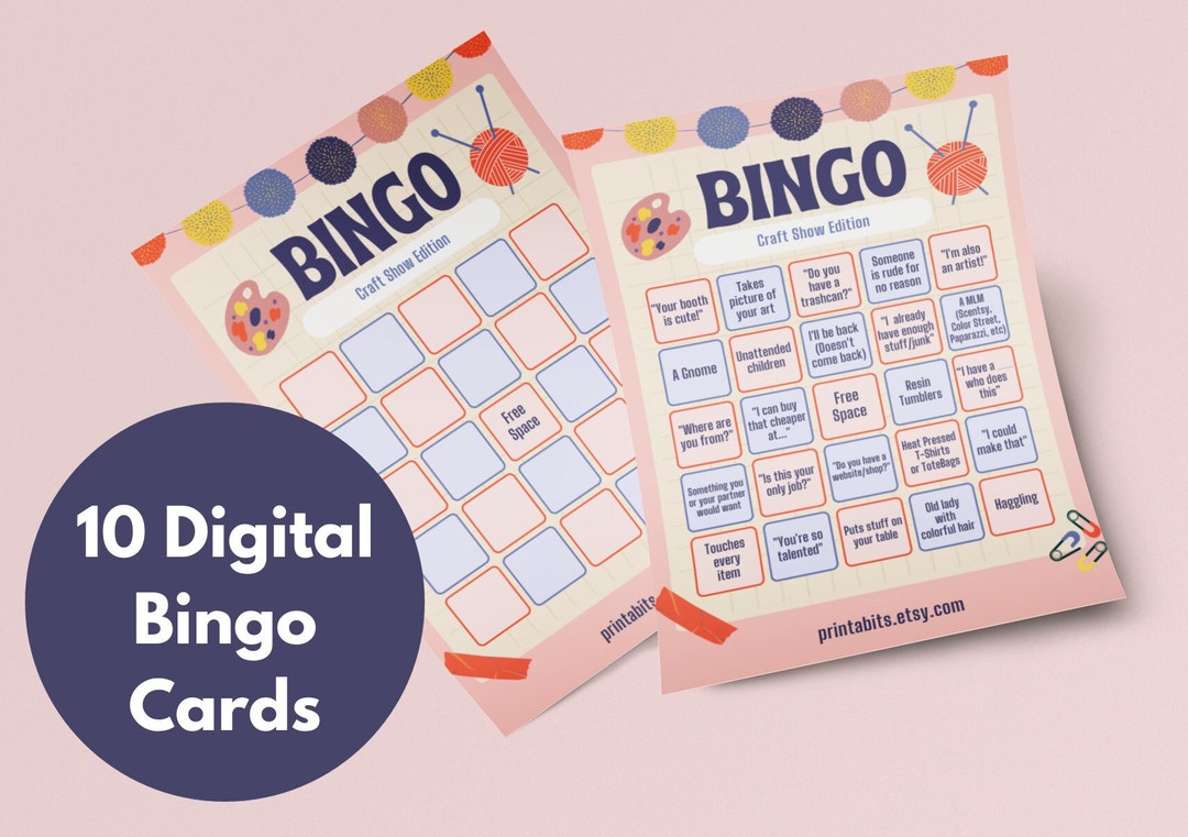 Art Show / Craft Fair Bingo 10 Printable Bingo Cards - Etsy