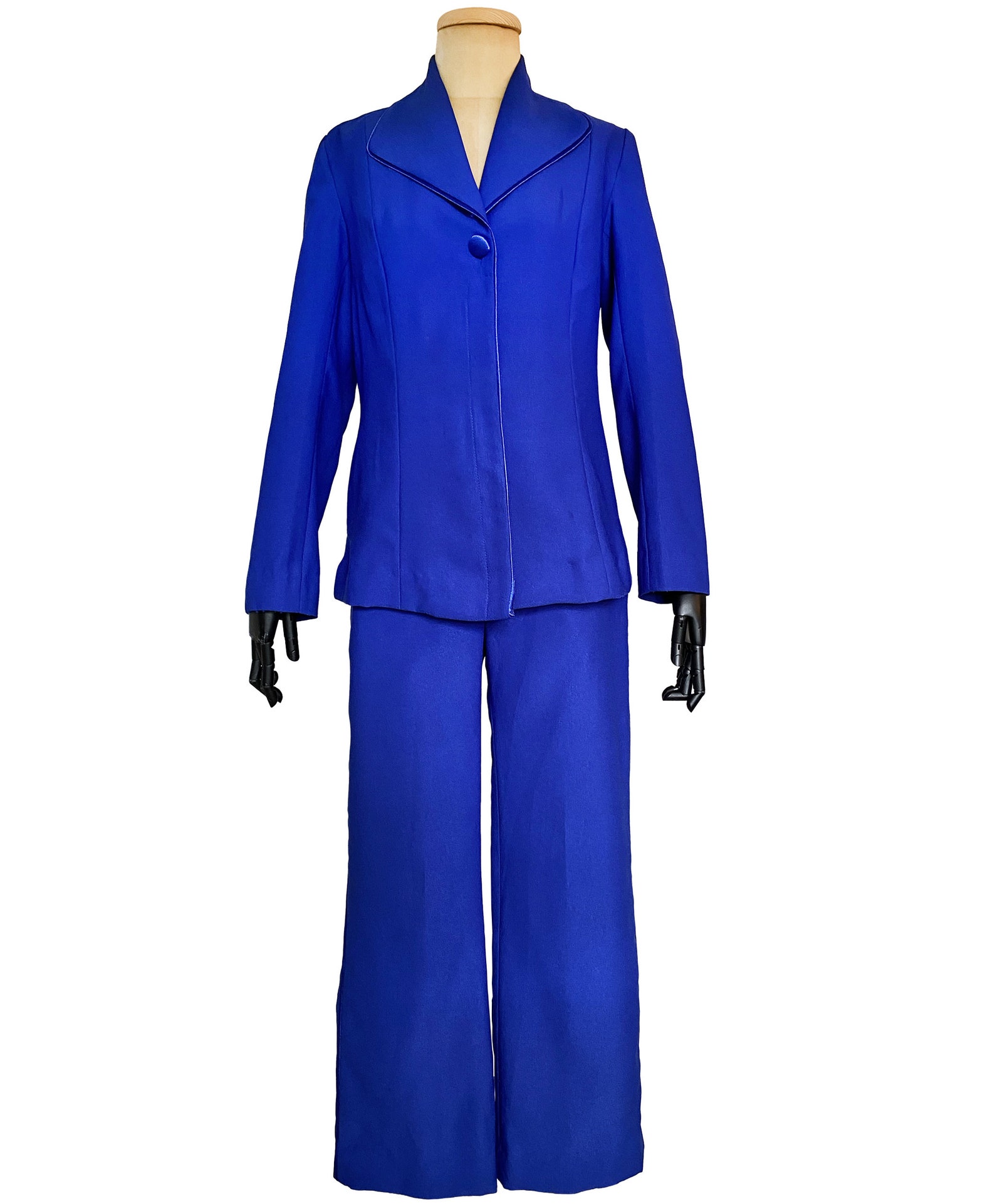 Vintage 1990s Suit | 90s Electric Blue Pants Suit Set by French Laundry ...
