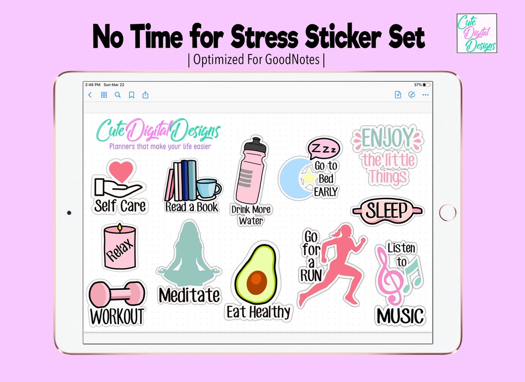 Digital Stickers - No Time for Stress | Goodnotes | Digital Planner ...