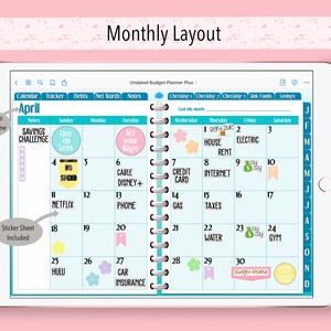 UNDATED Monthly Budget Planner Plus | Goodnotes | Digital Planner ...
