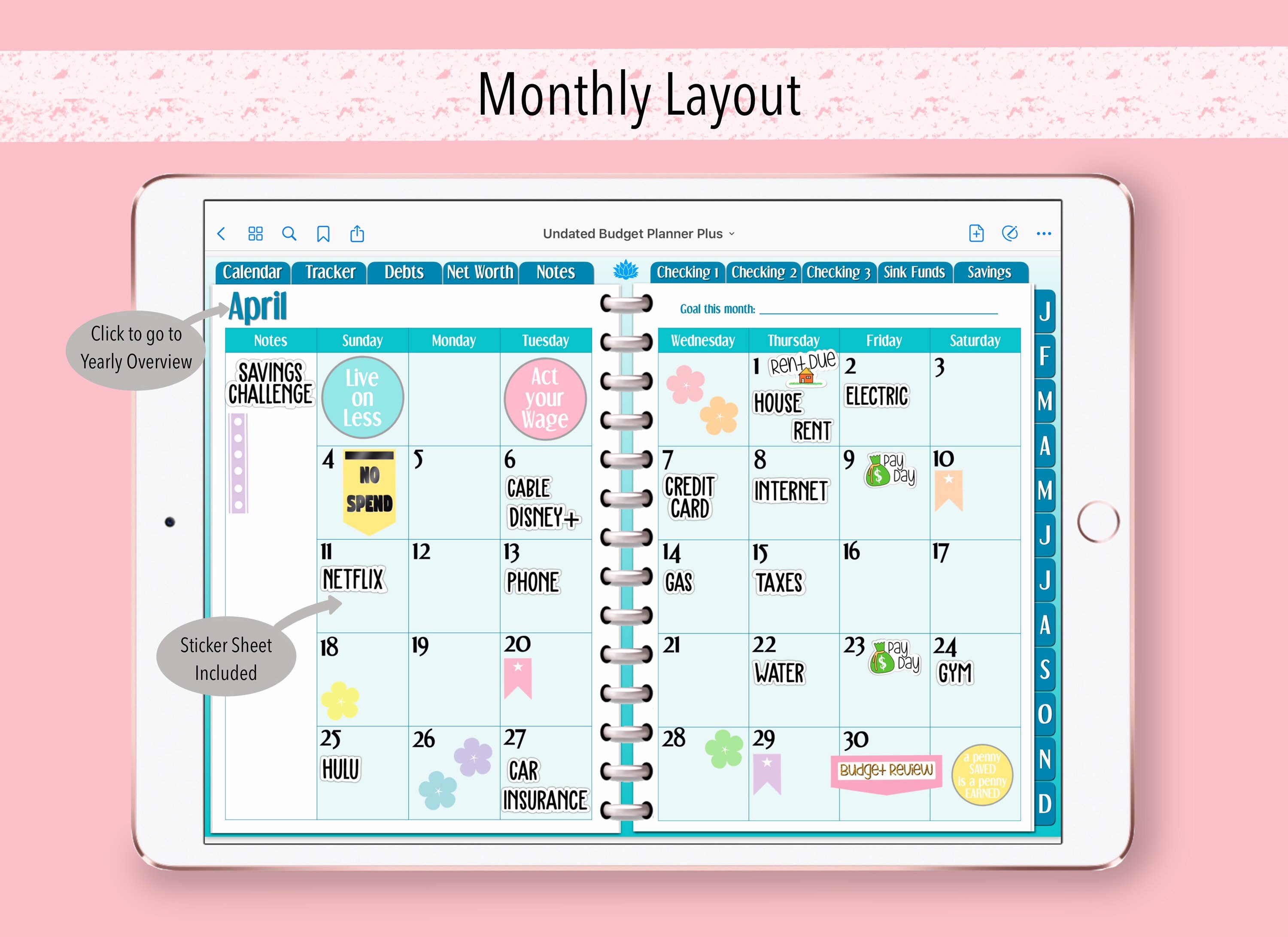 UNDATED Monthly Budget Planner Plus | Goodnotes | Digital Planner ...