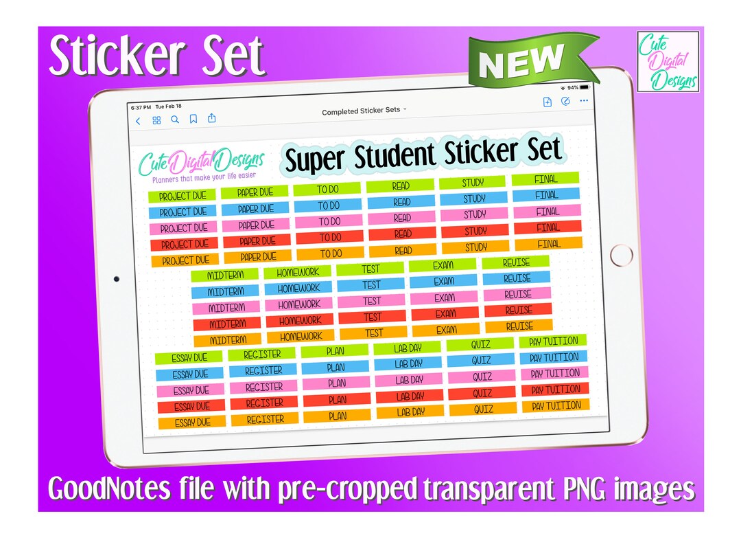 Super Student Sticker Set | Goodnotes | Digital Planner | iPad Planner ...