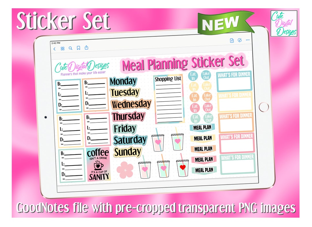 Meal Planning Sticker Set V.1 | Goodnotes | Digital Planner | iPad ...