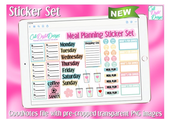 Meal Planning Sticker Set V.1 Goodnotes Digital Planner - Etsy