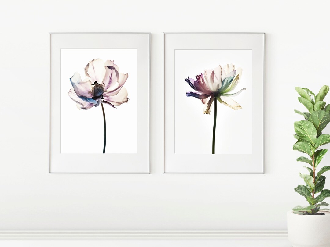 Modern Flower Wall Art Print, Set of 2, Digital Art Download - Etsy