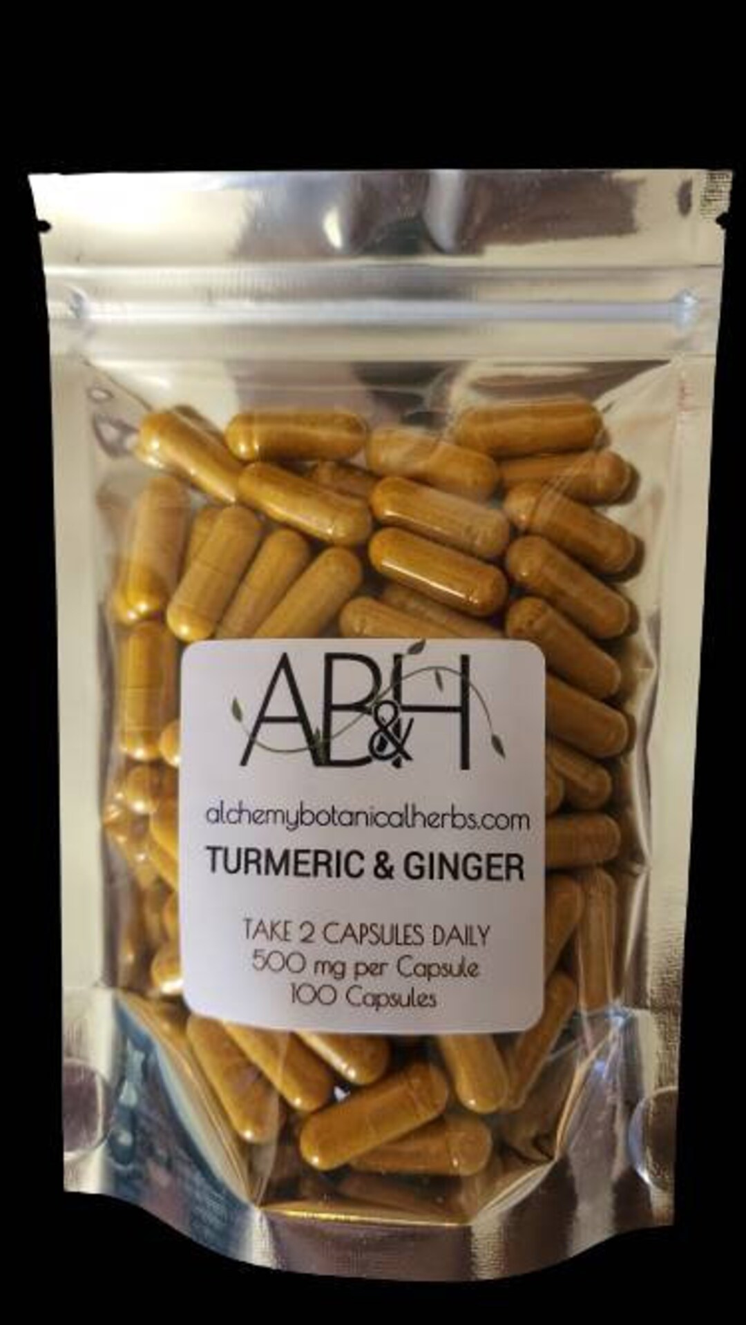 Turmeric & Ginger Root Powder Capsule Blend 500mg 100 Capsules Size 0 ...