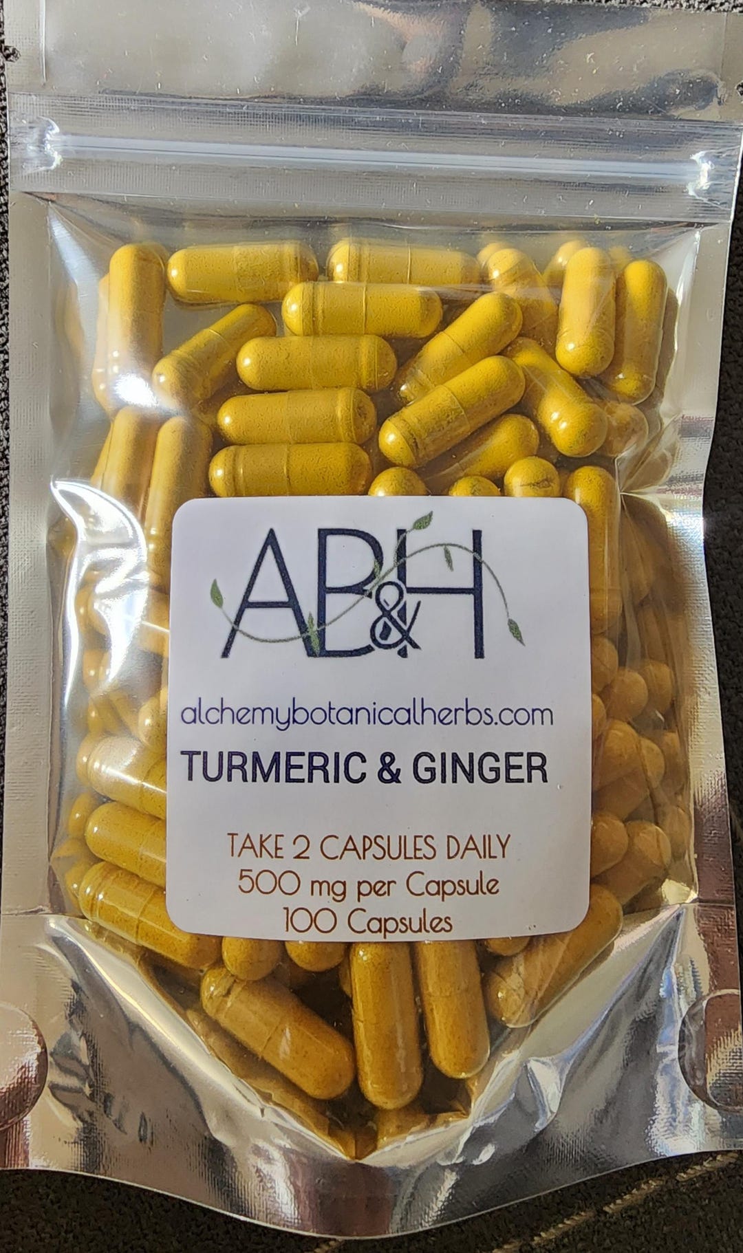 Turmeric & Ginger Root Powder Capsule Blend 500mg 100 Capsules Size 0 ...