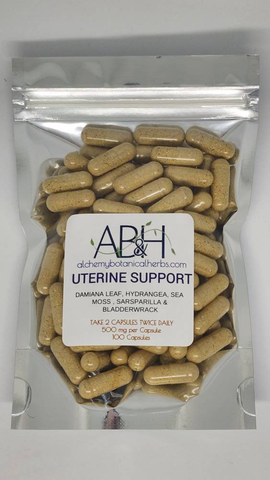 Uterine Support Blend Capsules 500mg 100 Capsules Damiana Leaf ...