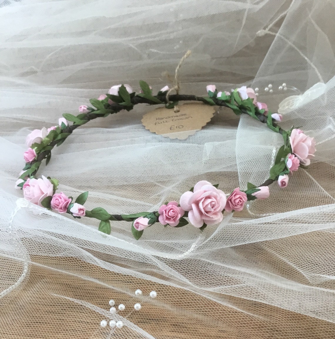 Corona de flor rosa rosa corona flores guirnaldas damas de | Etsy