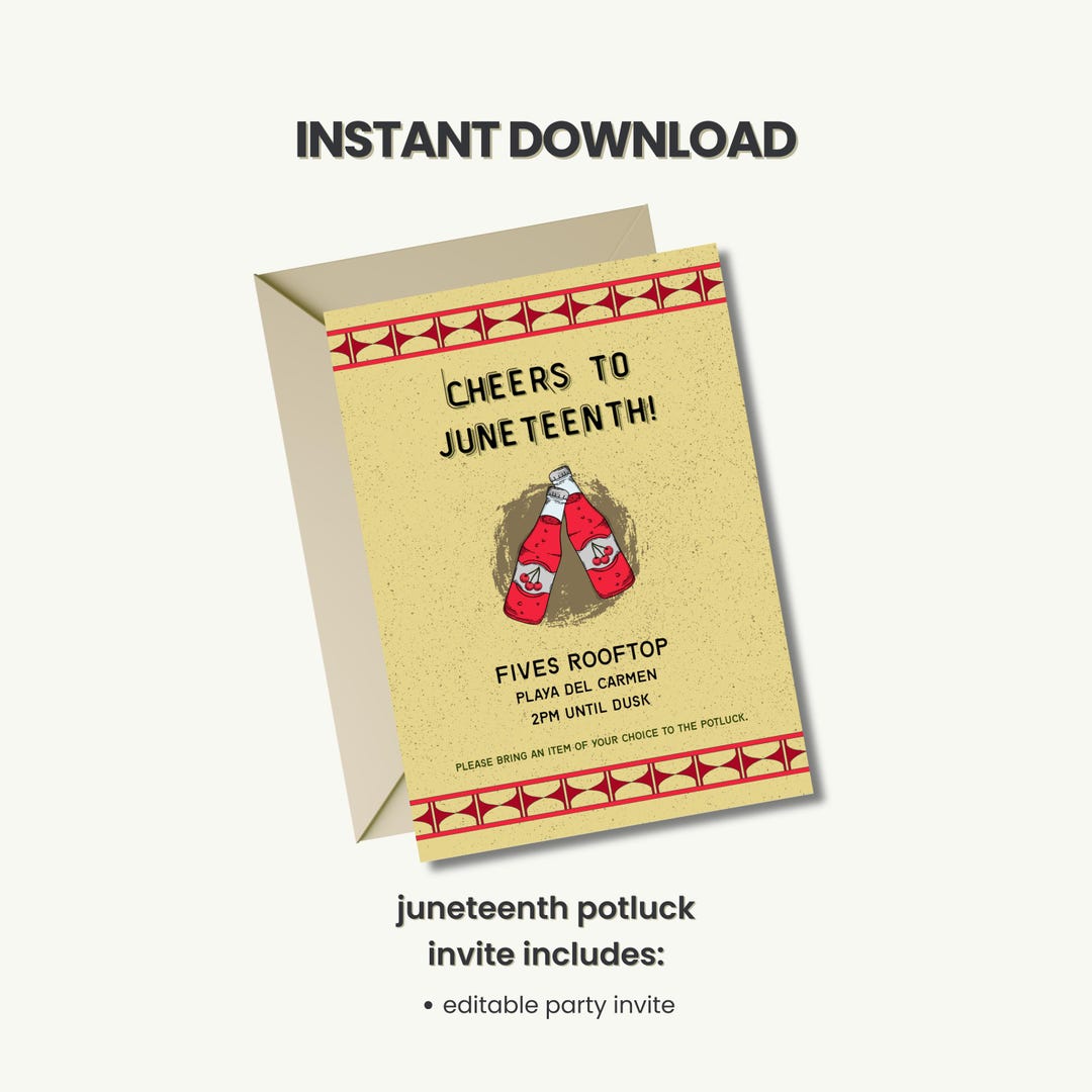 Juneteenth Potluck Party Invitation – Editable Canva Template (digital ...