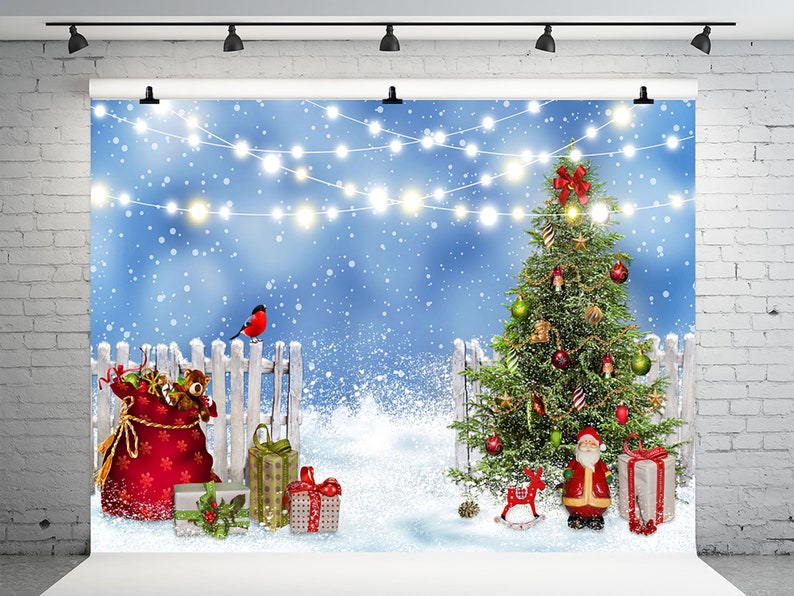 Kate 8X8FT 2.5X2.5M Christmas Photography Backdrops Fence Christmas Tree Gift Party Decoration ...