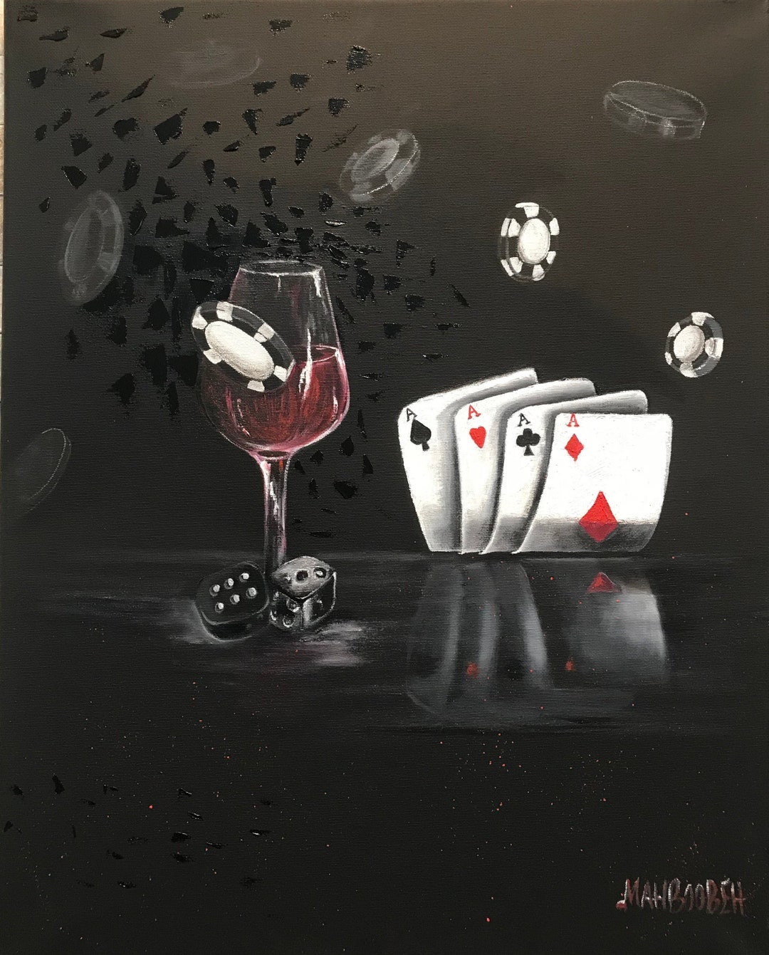 Playing Card Painting, Original Oil Painting - Etsy
