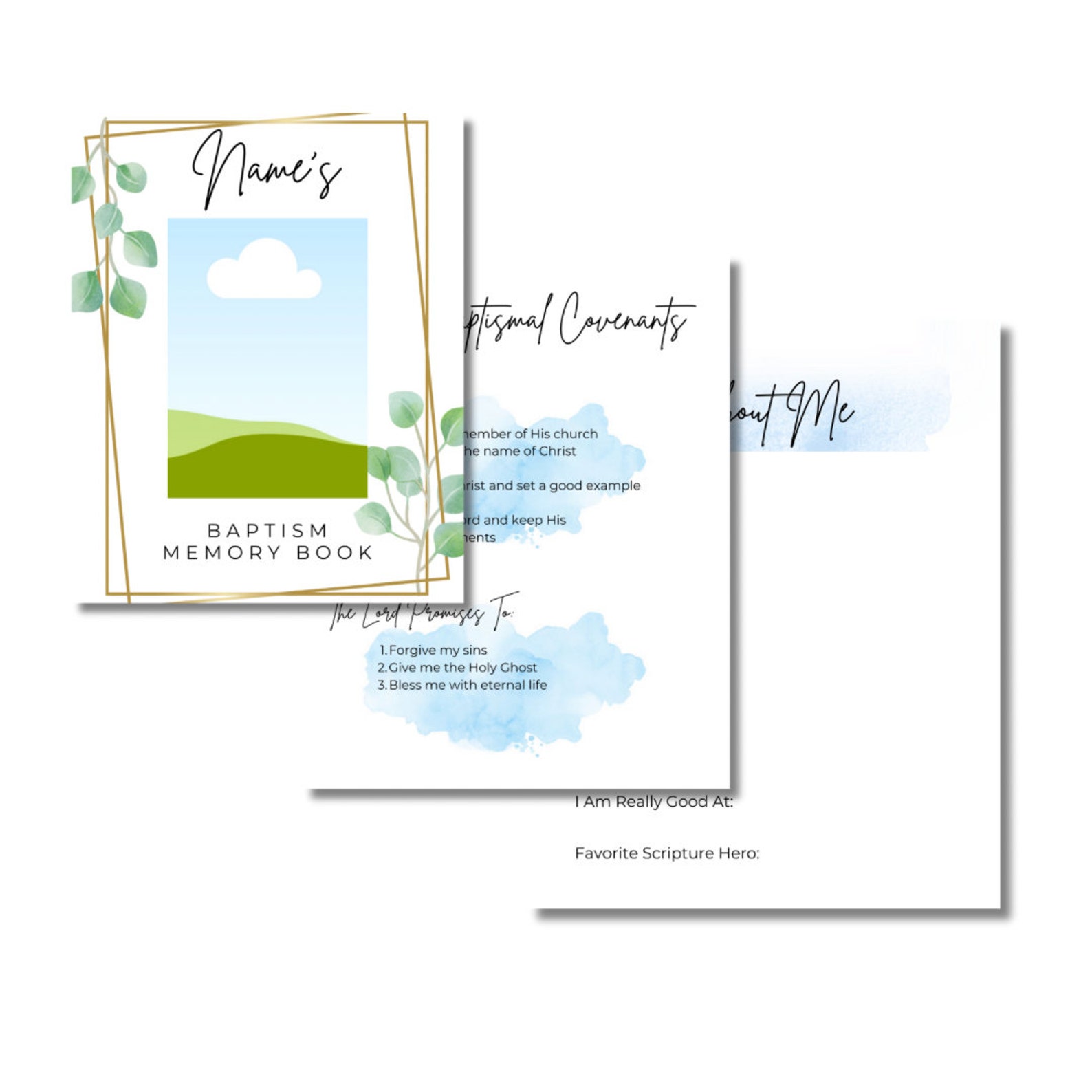 LDS Baptism Memory Book Template | Customizable Canva Keepsake for ...