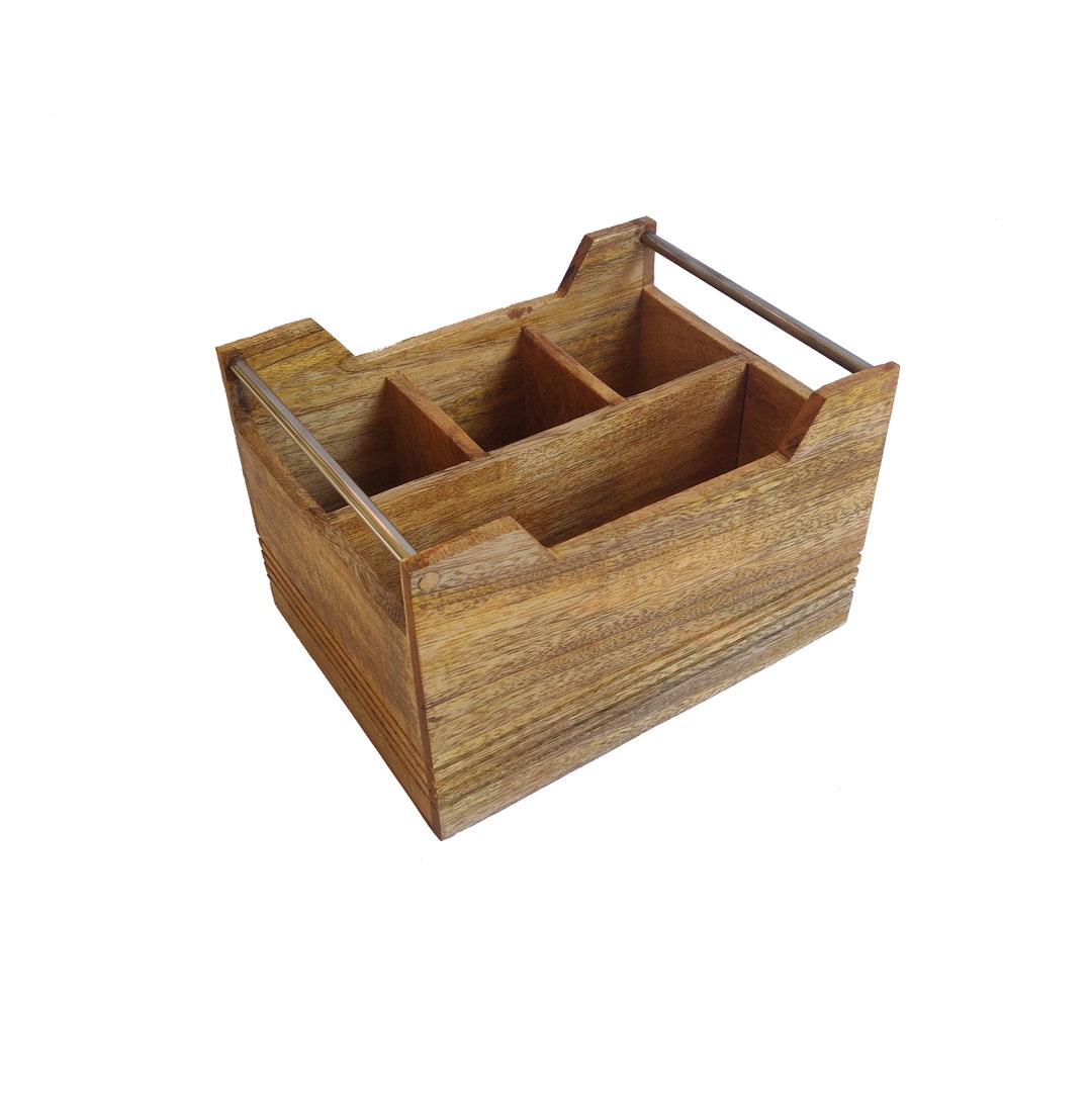 WOOD CUTLERY HOLDER Wooden Table Caddy Flatware Utensil - Etsy