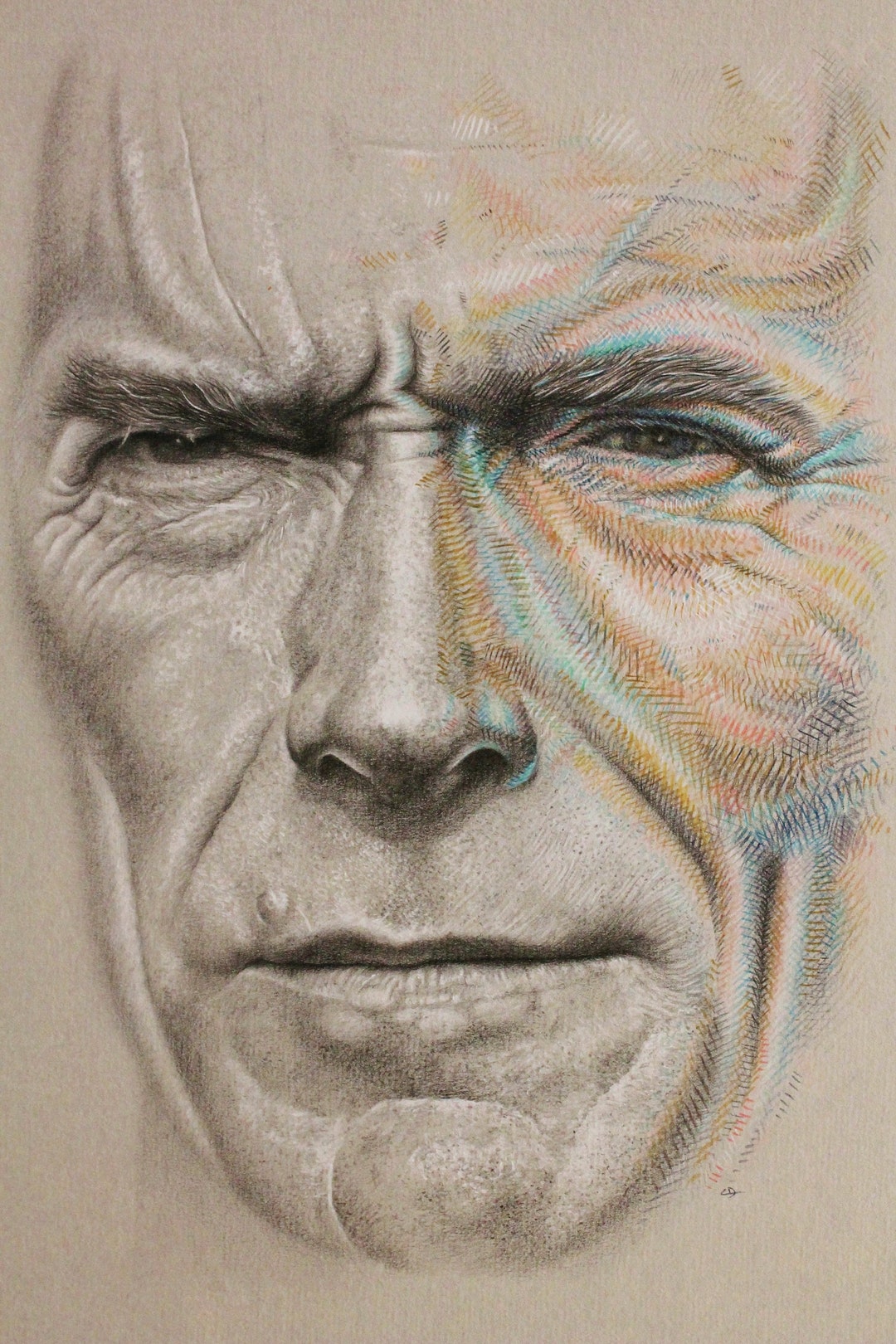 Clint Eastwood Portrait Original Artwork Portrait Drawing - Etsy