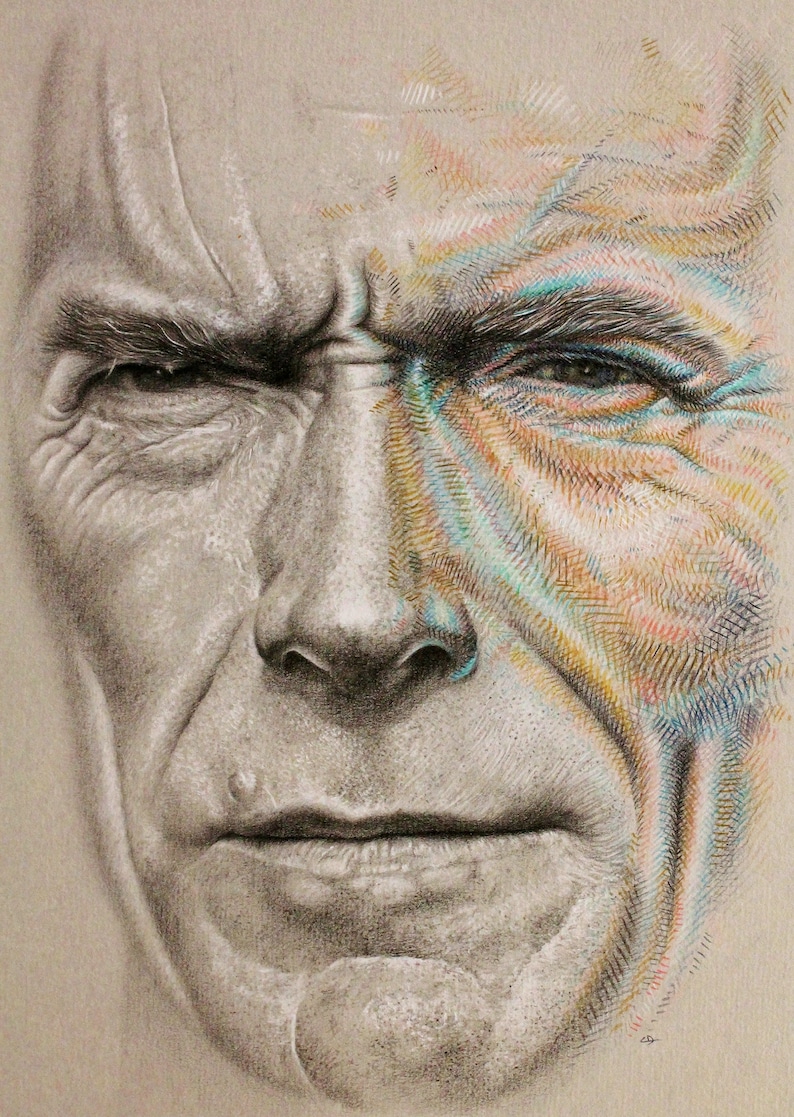 Clint Eastwood Art Print, Limited Edition A4 Print, Portrait Artwork ...