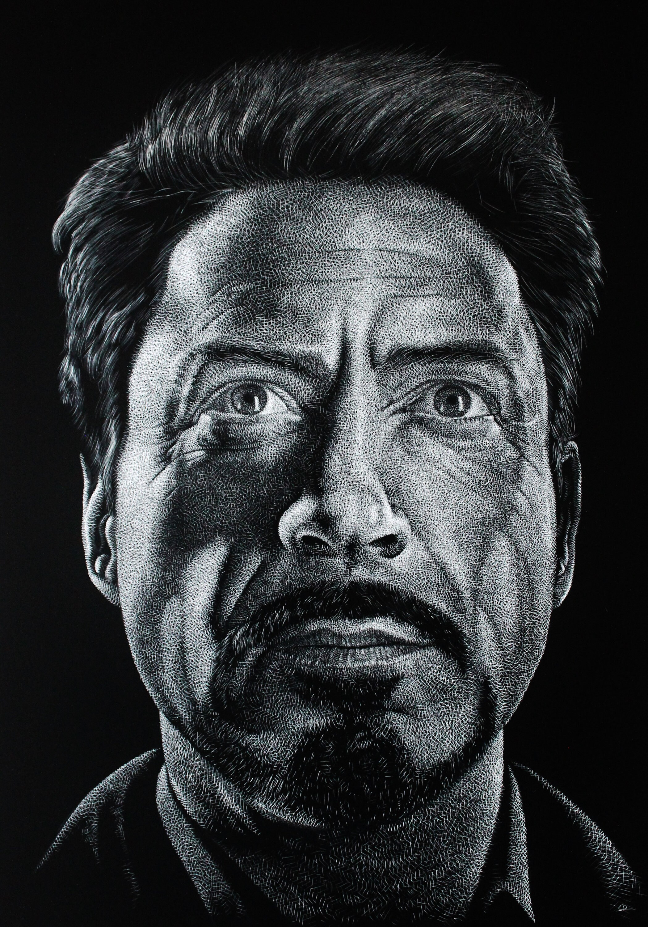 Robert Downey Jr Black And White Headshot