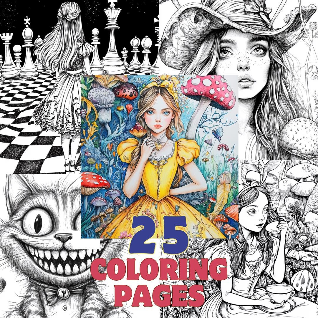 Halloween Coloring Pages, Creepy Coloring Book for Adults , Alice in ...