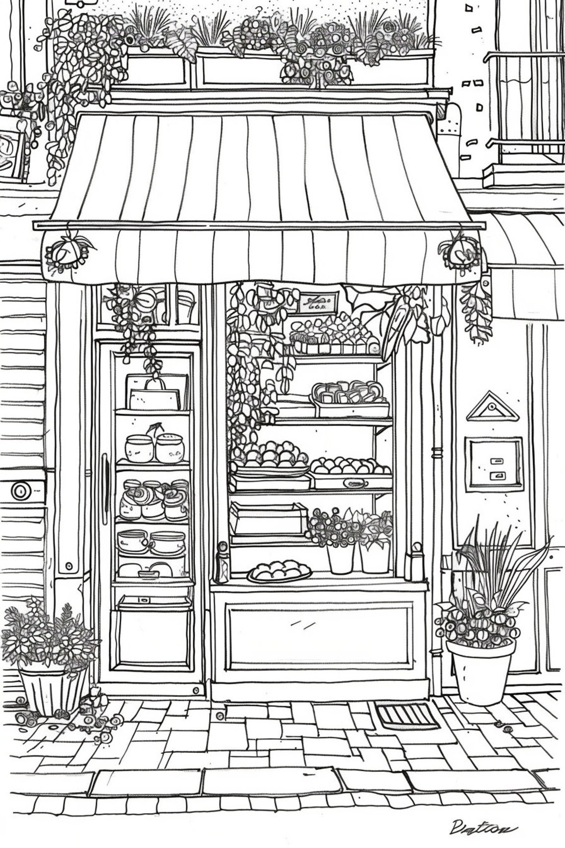 Storefronts Designs Coloring Book for Adults 35 Cozy Printable Pages ...