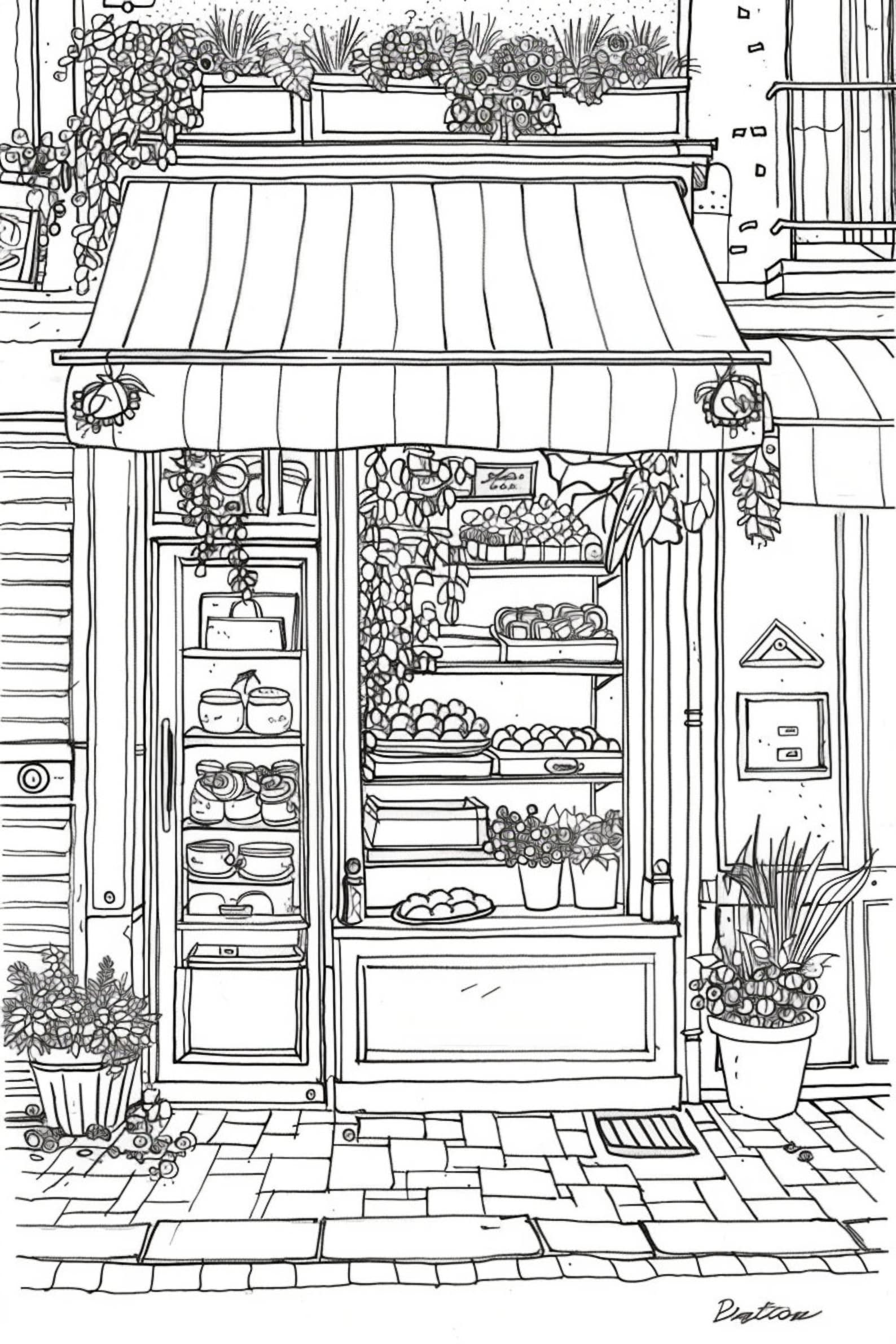 Storefronts Designs Coloring Book for Adults 35 Cozy Printable Pages ...
