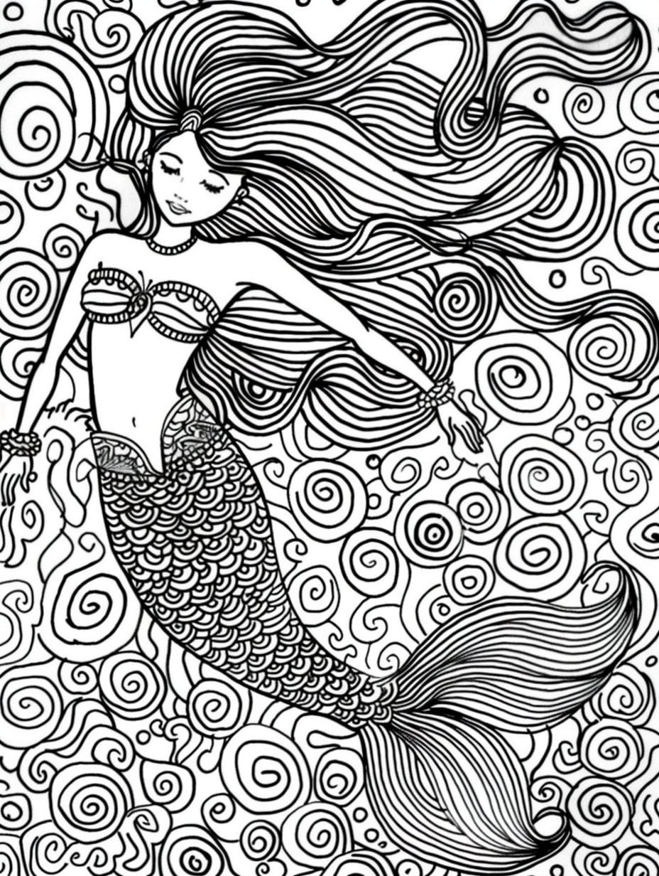 Mythical Mermaid Coloring Pages - 25 Designs for Adults & Kids ...